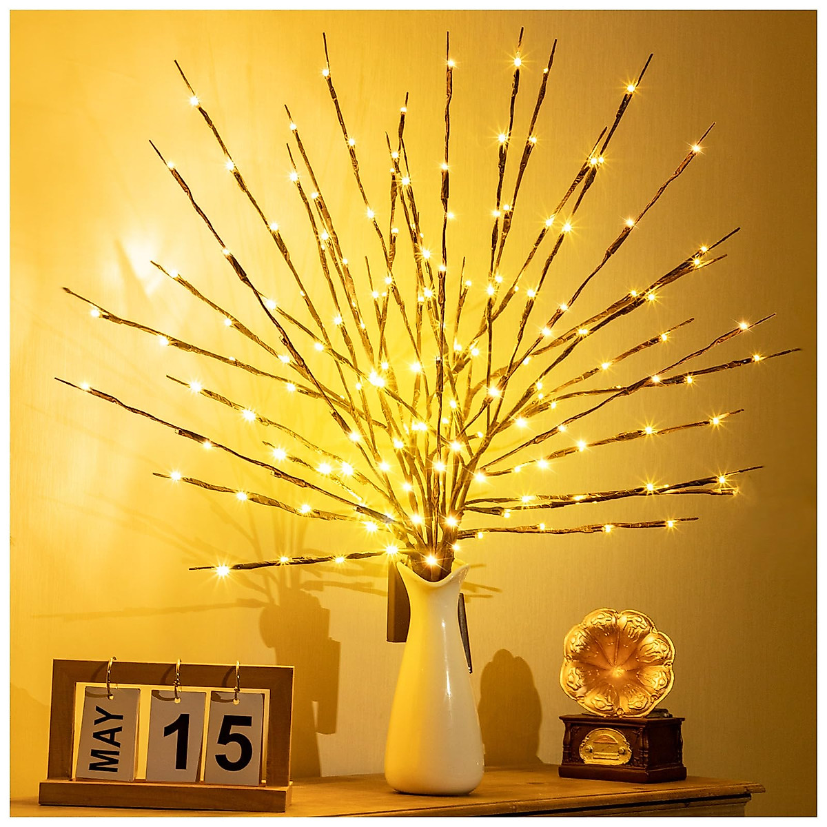 KXCOFTXI 3 Pack Twig Lights, Prelit Branches, USB Plug in Branches Lights with 60 LED Bulbs, Romantic Decorative Iights for Vase, Lighted Tree Branches for Indoor, Plug in Lighted Branches for Party