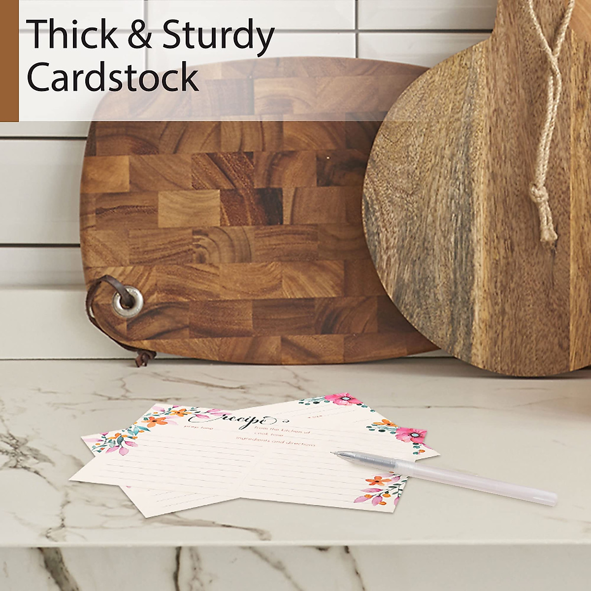 LotFancy Recipe Cards, 4x6 Inch, 60 Count, Double Sided, Blank Recipe Cardstock, Floral Recipe Index Cards