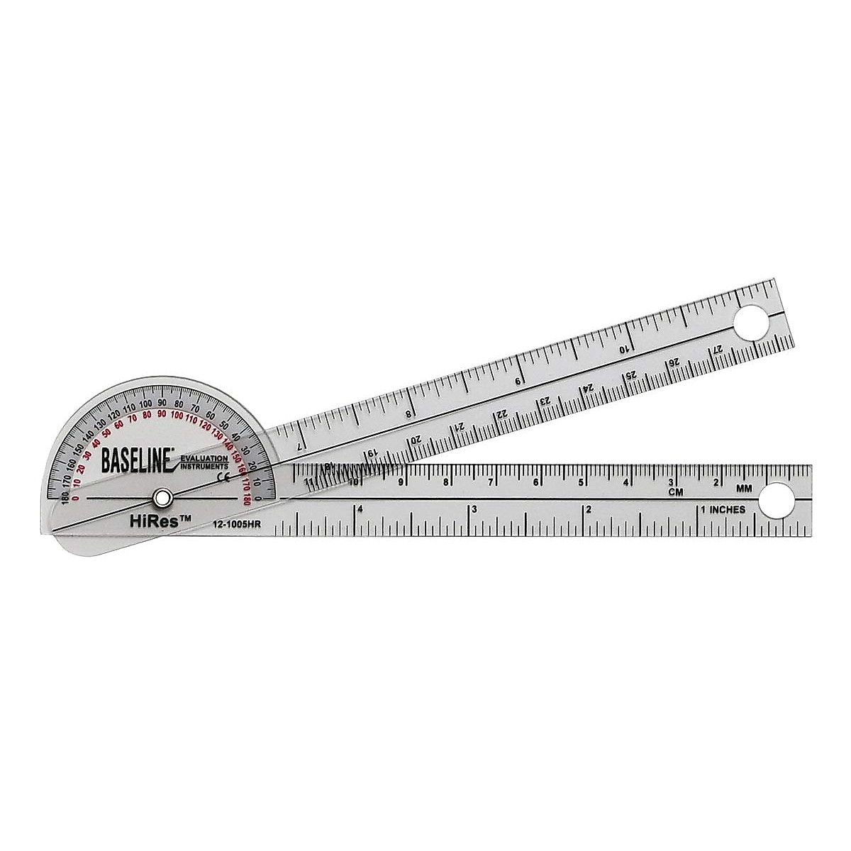 FEI 12-1005HR Baseline Plastic Goniometer, Pocket Style, Hires 180 Degree Head, 6" Arms