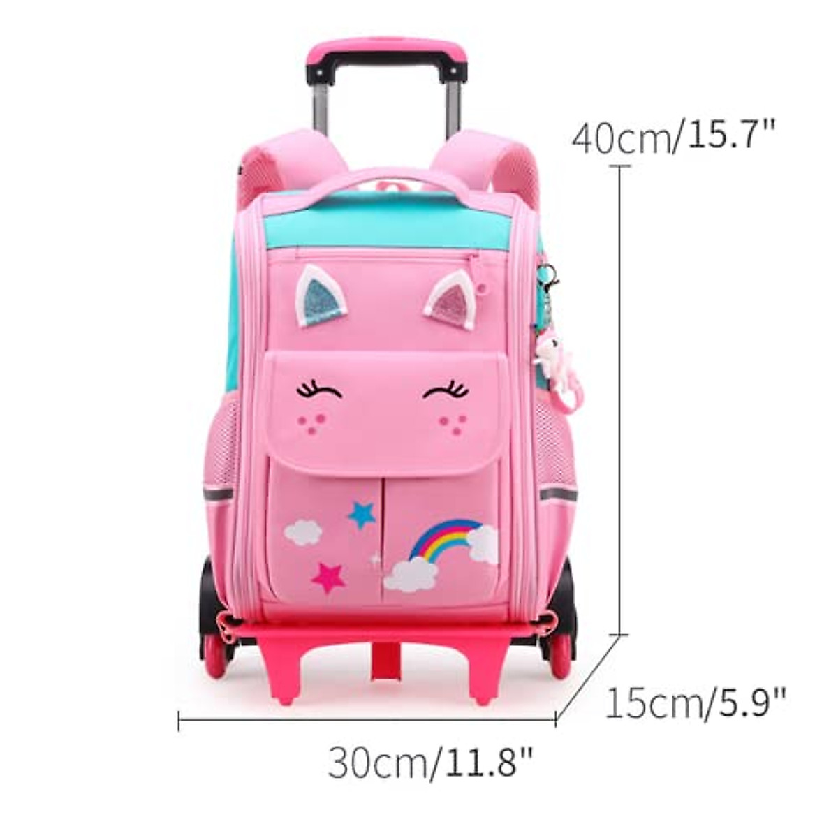 HUIHSVHA Cute Cartoon Rolling Backpack, boys girls Luggage Trolley Case School Bags , Travel Vacation Backpacks with Wheels