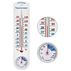 Outdoor/Indoor Thermometer Hygrometer Humidity Meter Thermometers Temperature Humidity Gauge Meter with Fahrenheit/Celsius ℉/℃ for Patio Field Cellar Garden Humidors Greenhouse Closet by AikTryee
