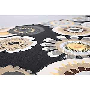 Pillow Perfect Indoor/Outdoor Black/Yellow Floral Wicker Seat Cushions, 2-Pack,19-Inch L by 19-Inch W by 5-Inch D