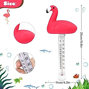 Floating Pool Thermometer, Large Display with String Easy to Read, Shatter Resistant, for Outdoor & Indoor Swimming Pools, Spas, Hot Tubs & Aquariums (Flamingo)