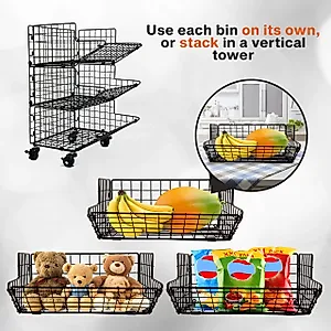 Kitchen Fruit Basket Stand 3 tier with wheels under sink organizers and storage for potatoes & onions produce holder storage bins vegetable holder for kitchen & house holder items
