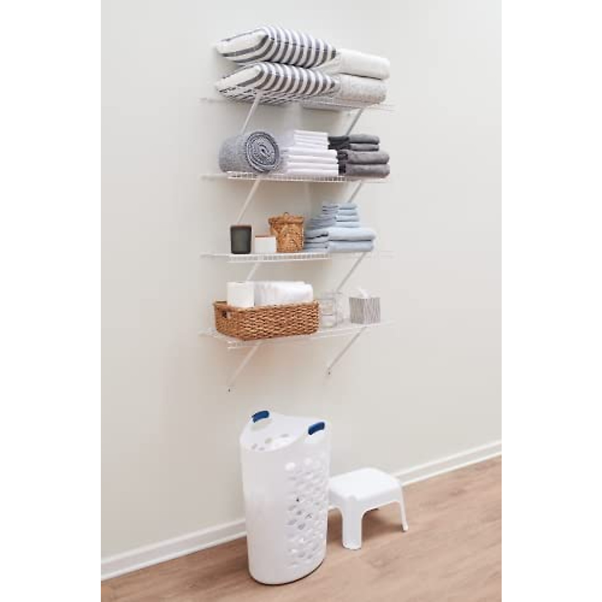 Rubbermaid Direct Wall Mount Linen Shelf Kit, White, Home Organization/Closet/Pantry Shelves for Clothes/Towel/Bedding, 3 Foot