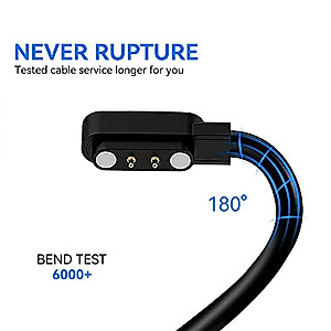 Compatible with AMAZTIM C20 Smartwatch Charger, Magnetic USB Charging Cable Replacement Charger Compatible for Kospet Tank M1 Pro/C20 Military Watch/C16 Military Watch (2 Pack-Black+Black)