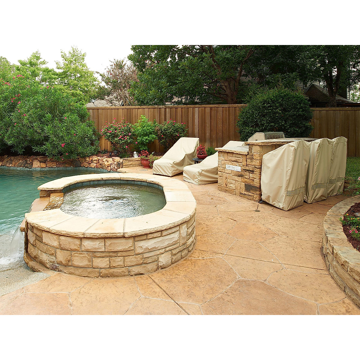 Covermates Outdoor Chaise Lounge Cover - Water Resistant Polyester, Drawcord Hem, Mesh Vents, Seating and Chair Covers, 28W x 66D x 38H, Khaki