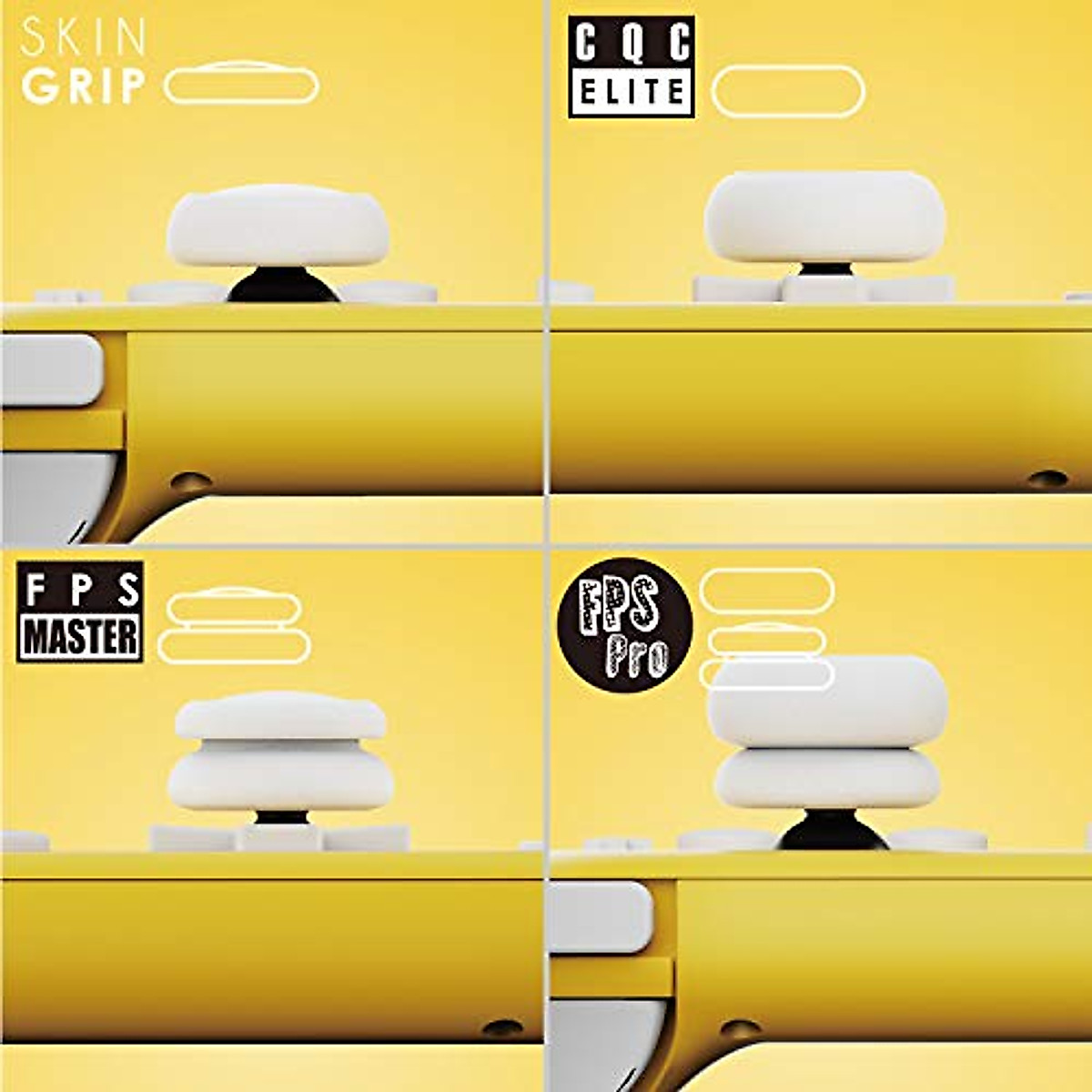 Skull & Co. Skin, CQC and FPS Thumb Grip Set Joystick Cap Analog Stick Cap for Nintendo Switch Lite Joystick - Lite Grey, 3 Pairs(6pcs)