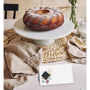 Table Place Card for Graduation Party, 25 Pcs Small Tent Cards Set with Gold Balloons and Graduation Cap Design, Elegant Name Cards Food Lables, Graduation Party Decorations 2022 Supplies(14)