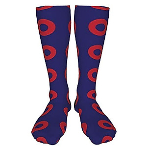 Zjblheq Socks Phish Red Donut Circles On Blue Casual Novelty Funny For Outdoor Athletic Sports Boot Running Hiking Trekking