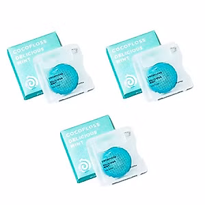 COCOFLOSS Coconut-Oil Infused Woven Dental Floss | Mint | Dentist-Designed | Vegan and Cruelty-Free | 6 Month Supply (32 Yds x 3 Units)