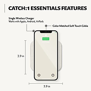Courant Catch:1 Essentials - Belgian Linen Wireless Charging Pad - Qi-Certified - Compatible with iPhone 14, 13, 12, 11, X, SE, Samsung Galaxy S23, S22, S21, S20, Note, AirPods, AirPods Pro (Natural)