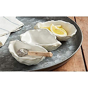 Mud Pie, White, 10.25" x 5.5" Oyster Shaped Triple Dip and Serving Set
