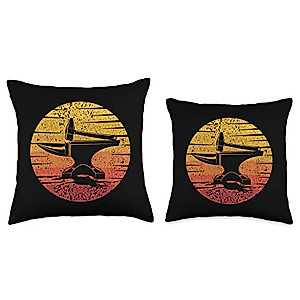 Forging Tools Equipment Kit Gifts For Beginners Retro Forging Anvil Hobby Legend Professional Blacksmith Throw Pillow, 16x16, Multicolor