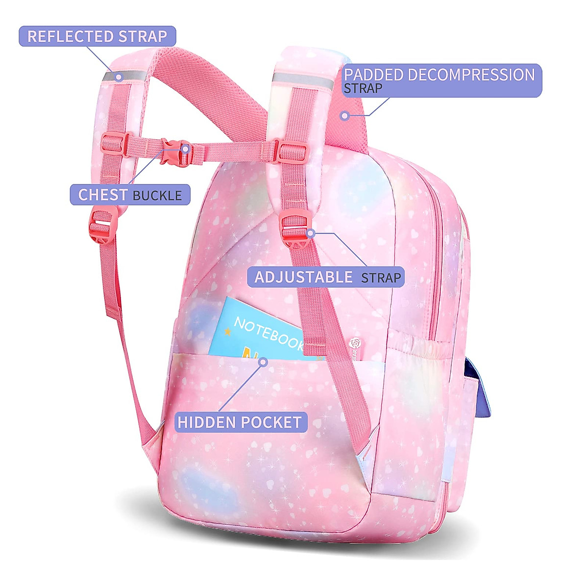 cotmcor Backpacks for Girls, Kids Backpack, Cute Bookbag Bunny School Bag for Kindergarten and Elementary