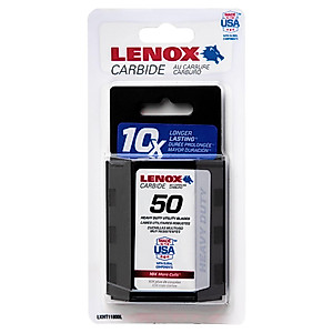 LENOX Utility Knife Blades, Carbide, Replacement Pack, 50 Units (LXHT11800L)