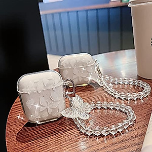 Srddty Compatible with AirPods 3rd Generation Case Cute Clear Glitter, Shockproof Soft TPU Protective Airpod 3 Case Cover for Girls Women with Keychain Designed for AirPods 3rd Gen 2021, Butterfly