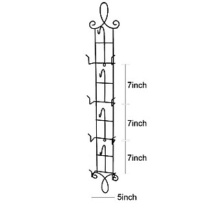 HOHIYA 2pc Tea Cup Display Rack Vertical Wall Stand Teacup Saucer Holder for China Coffee Mug Organizer Black