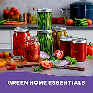 SEWANTA Wide Mouth Mason Jars 16 oz [5 Pack] With mason jar lids and Bands, mason jars 16 oz - For Canning, Fermenting, Pickling - Jar Décor - Microwave/Freeze/Dishwasher Safe Jar Opener