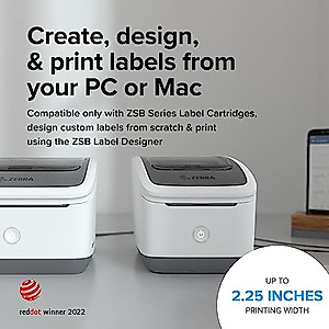 ZEBRA ZSB Series Thermal Label Printer - Small Home Office Wireless Labeling for Address, Folders, Shipping, Barcodes. Compatible w/UPS, USPS, Shopify, Ebay, FedEx, Amazon, Etsy - ZSB-DP12-2-in Width