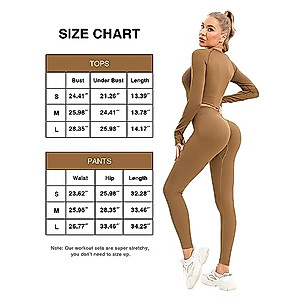 PINKSAVIOR Women’s Two Piece Outfits Yoga Pants Set Seamless High Waist Leggings and Quick-Dry Yoga Crop Tops Athletic Sports Set(P068 Coffee L)