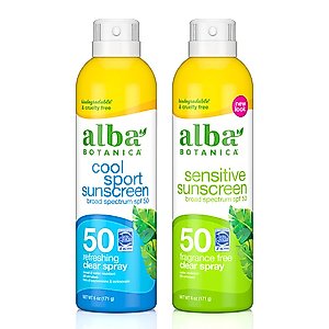 Cool SPF 50 Sport & Sensitive Fragrance Free SPF 50 Sunscreen Aerosol Clear Spray Can (Pack of 2)