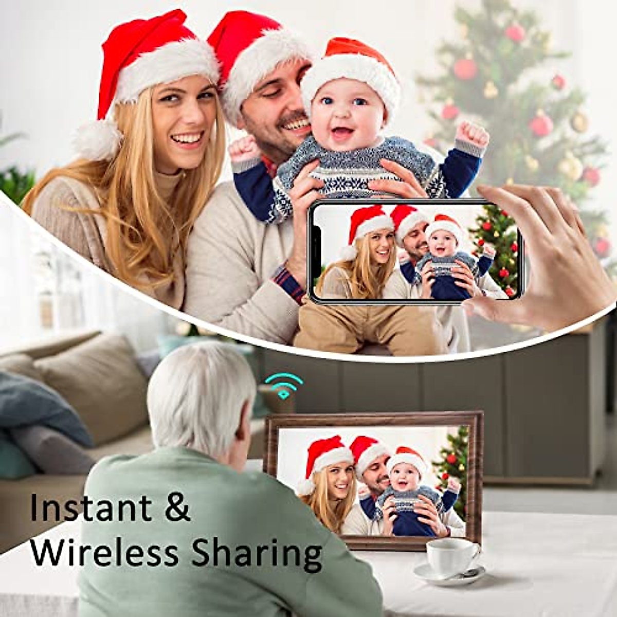 Digital Photo Frame 16 Inch WiFi Digital Picture Frame IPS HD Touch Screen Smart Cloud Photo Frame with 32GB Storage, Auto-Rotate, Share Photos or Videos Instantly from Anywhere via Frameo App