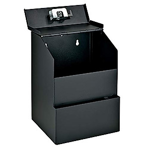 Mail Boss Comment Boss 8100 Locking Steel Suggestion Box - Key Drop Box - Collection Box - Donation Box - Ballot Box - with 25 Suggestion Cards (Black)