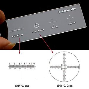 Microyn Microscope Stage Micrometer Calibration Slide (TCM-H) with 4-Scales and 0.01mm Line Resolution