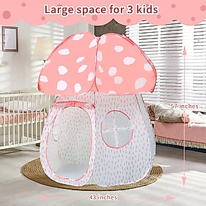 ENCHEAR Kid Play Tent Pop Up Tent Indoor Outdoor Large Space Playhouse for Boys and Girls Foldable Unique Mushroom Tent Patented (43in*57in, Pink Mushroom)
