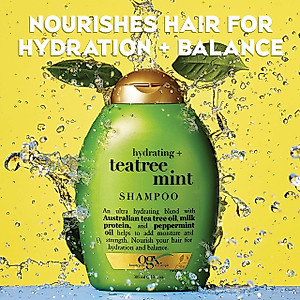 OGX Nourishing & Invigorating Shampoo with Tea Tree Oil, Peppermint Oil & Milk Proteins - Hydrating for Scalp, Paraben-Free & Sulfate-Free, 13 fl oz