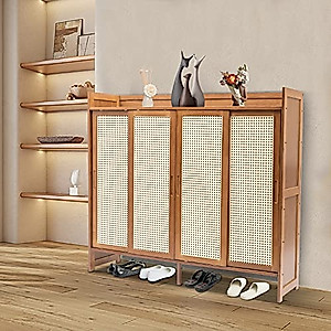 kunghei 6-Tier Large Shoe Cabinet or Home Organizer Cabinet Shoe Rack with Doors, Bookshelf Entryway Shoe Storage Cabinet with Storage Shelves for Entryway, Hallway, Closet, Living Room