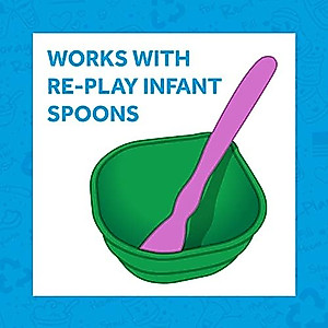 Re-Play Made in USA 8 Oz. Dip 'n' Pour Toddler Bowls, Set of 4 - Dishwasher and Microwave Safe Snack Bowls with Deep Sides and a Wide Flat Bottom - 3.5" x 3.5" x 2", Denim