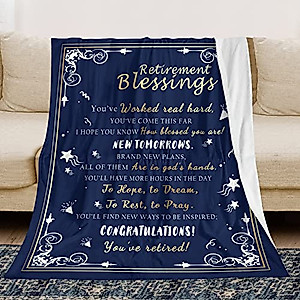 Retirement Gifts for Women Men 2023,Happy Retirement Appreciation Gift for Mom Boss Coworkers,Retire Party Gifts for Friends,Grandma,Teachers,Nurses Retired Gifts for Men Women Throw Blankets 60"x 50"