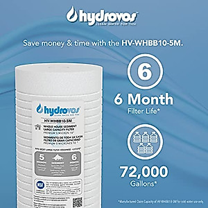 HYDROVOS 4.5 x 10 Inch Large Capacity Whole House Water Filter, NSF 42 Certified 5 Micron Sediment Filtration, Compatible with Whirlpool WHKF-GD25BB Aqua-Pure AP810, AP801 GE GXWH30C GXWH35F GWWH40