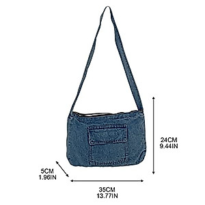 Fashion Crossbody Bags for Women Retro Denim Shoulder Bag All-matching Hobo Tote Bag Student Schoolbag Casual Canvas Bag