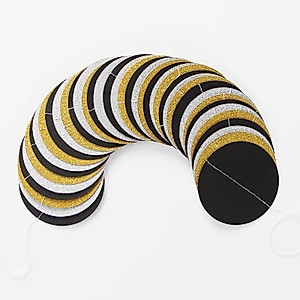 Silver Black Gold Party Decorations - 52Ft Paper Streamers Garland Banner Birthday New Years Eve Retirement Graduation Anniversary Classroom Office Hanging Decor Supplies