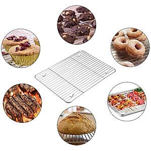 TeamFar Cooling Rack Set of 4, Roasting Baking Racks Stainless Steel for Baking Sheet Toaster Oven Pan, Healthy & Rust Free, Mirror Finish & Dishwasher Safe …