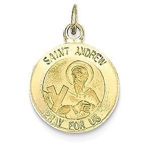 IceCarats 14K Yellow Gold Saint Andrew Medal Necklace Charm Pendant 17.5mm x 12mm Only