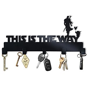 Pentacle Toys This is The Way 5 Hook Key Holder - Disney Inspired Key Hook Rack - Classic Metal Wall Hanger - Disney Game Room Key Hangers - Kids Room Décorative Metal Hanger