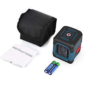 Laser Level, RockSeed 100 Feet Cross Line Laser with Self-Leveling, Vertical and Horizontal Line, Rotatable 360 Degree, Carrying Pouch, Battery Included (Red)