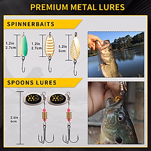 GOTOUR Fishing Lures Accessories Kit with Tackle Box, Fishing Hooks Minnow Crankbait Frog Popper Lure Worm Fishing Spoon Spinner Bait for Bass Crappie, Fishing Gear Freshwater Equipment Gifts for Men