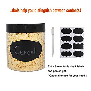 21 Pack 16 oz Plastic Jars With Lids, Extra Labels, 1 Pen, Clear PET Seal Jar for Food Storage,Wide Opening Storage jar For Dry Food, Peanut, Powder, Kitchen & Craft Storage by ZMYBCPACK