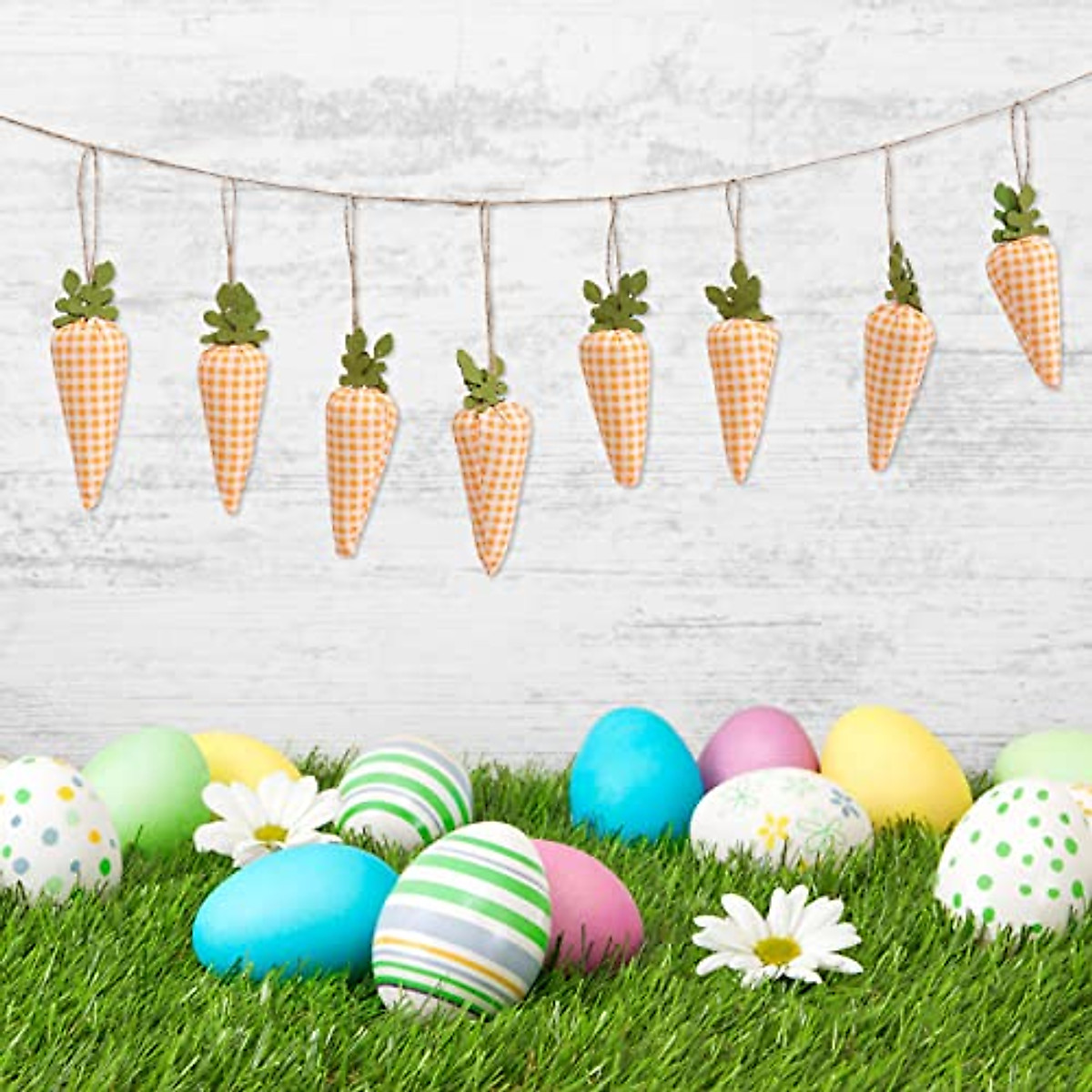 NUOBESTY Easter Carrot Banner Bunny Carrot Garland Fabric Wall Vegegtable Ornament for Party Wall Fireplace Window Decors |62.88inches