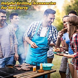 Cast Iron Sauce Pot and BBQ Mop Brush Set for Grilling, 7 Pcs Barbecue Accessories include 24 oz Heat Preservation Heavy Basting Melting Pot, 2Pcs Wooden Long Handle Sauce Mops and 4Pcs Replacements