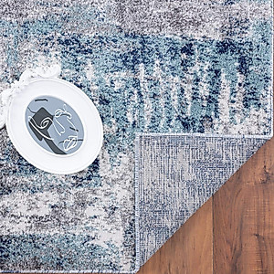 LUXE WEAVERS Euston Blue 5 x 7 Abstract Modern Area Rug