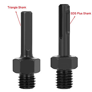 ASNOMY 2PCS Core Drill Bit Adapter 5/8"-11 Thread Male to 3/8" SDS Plus Shank and Triangle Shank, 5/8" 11 Male Drill Bit Adapter for Threaded Diamond Hole Saw