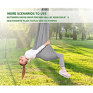 Therapy Sensory Swing for Kids and Adult (Hardware Included) Adjustable Cuddle Bedroom Hammock Has Calming Effect On Child with Special Needs(Gray Size:59"x110")