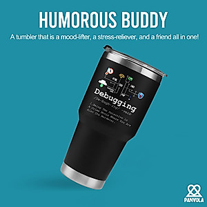Panvola Debugging Definition Computer Programmer Gifts Student Teacher Coder Boyfriend Girlfriend IT Vacuum Insulated Tumbler Tech Support Travel Mug Stainless Steel With Straw Removable Lid (30 oz)