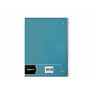 Amazon Basics Wide Ruled Wirebound Spiral Notebook, 100 Sheet - 5-Pack, Assorted Solid Colors